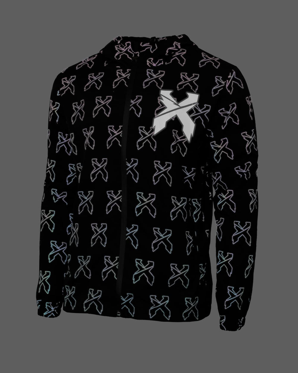 Excision 'Sliced' Logo All-Over Spectrum Reflective Zip Up Jacket